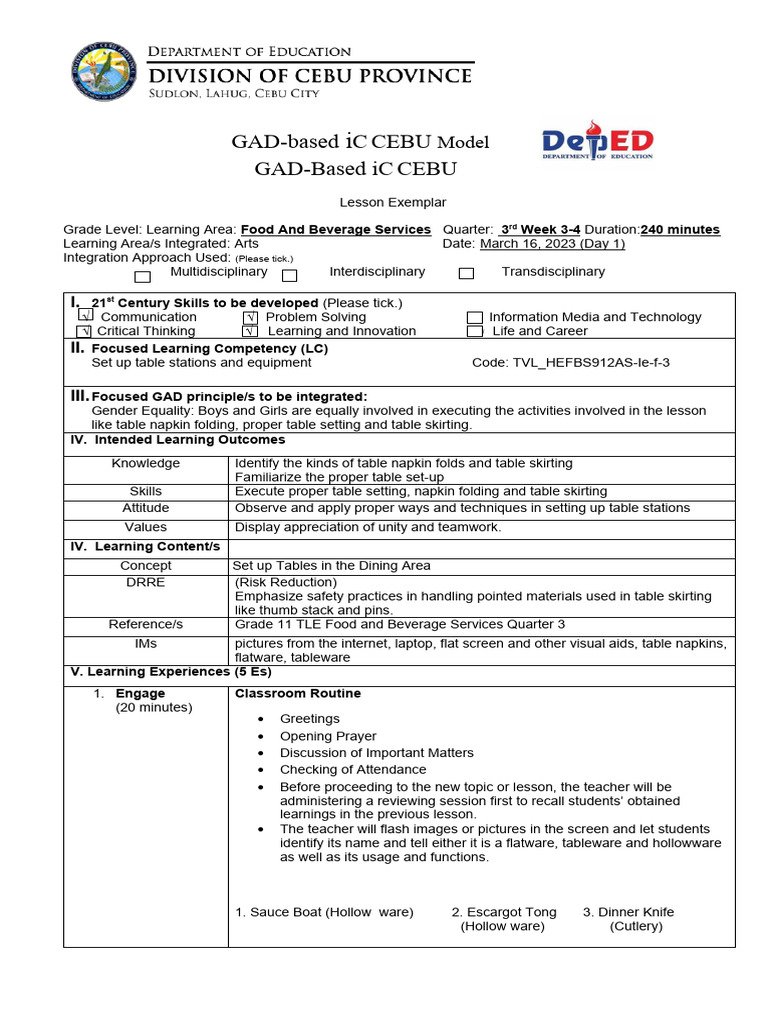 FBS Set Up Tables in The Dining Area First Day | PDF | Tableware