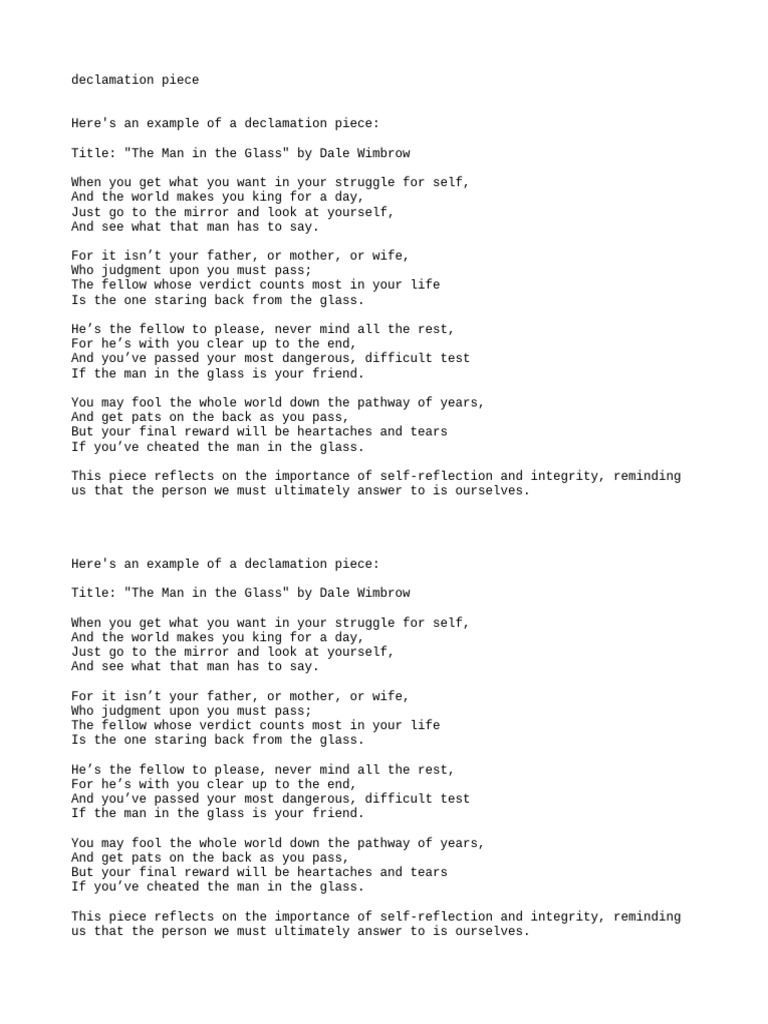 Declamation Pieces on Self-Reflection and Wealth | PDF