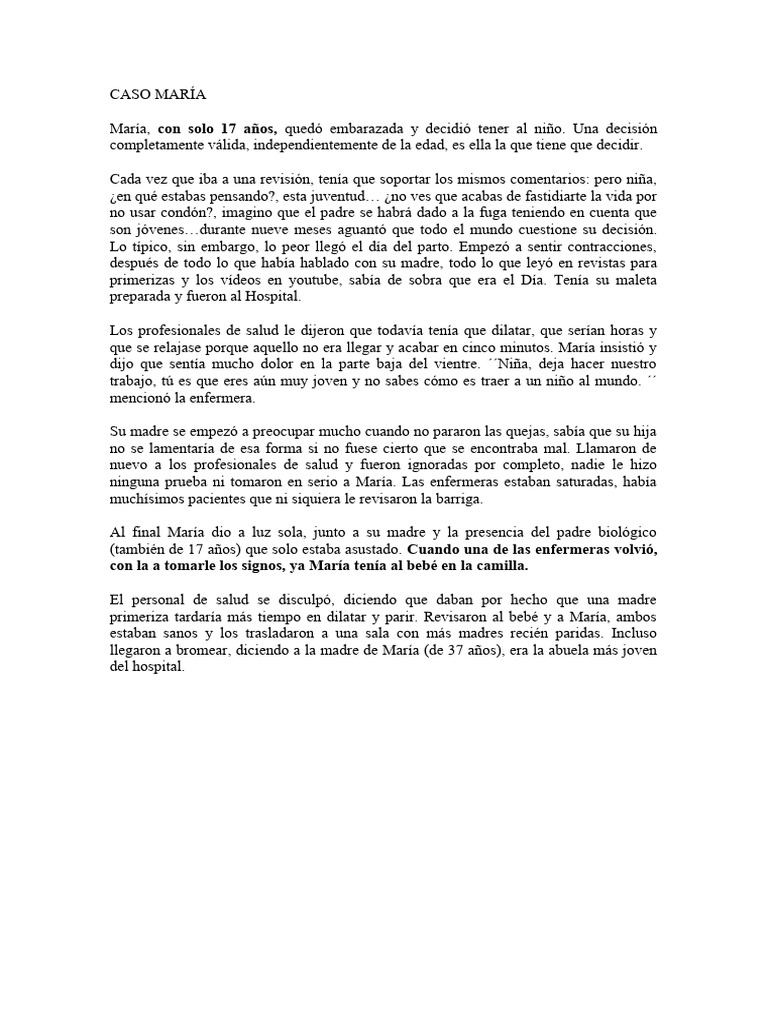 Caso María 2 | PDF | El embarazo | Píldora anticonceptiva oral combinada