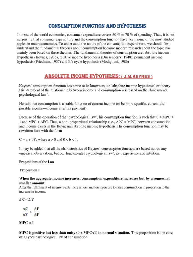Consumption Function in PDF NEW | PDF | Consumption (Economics ...