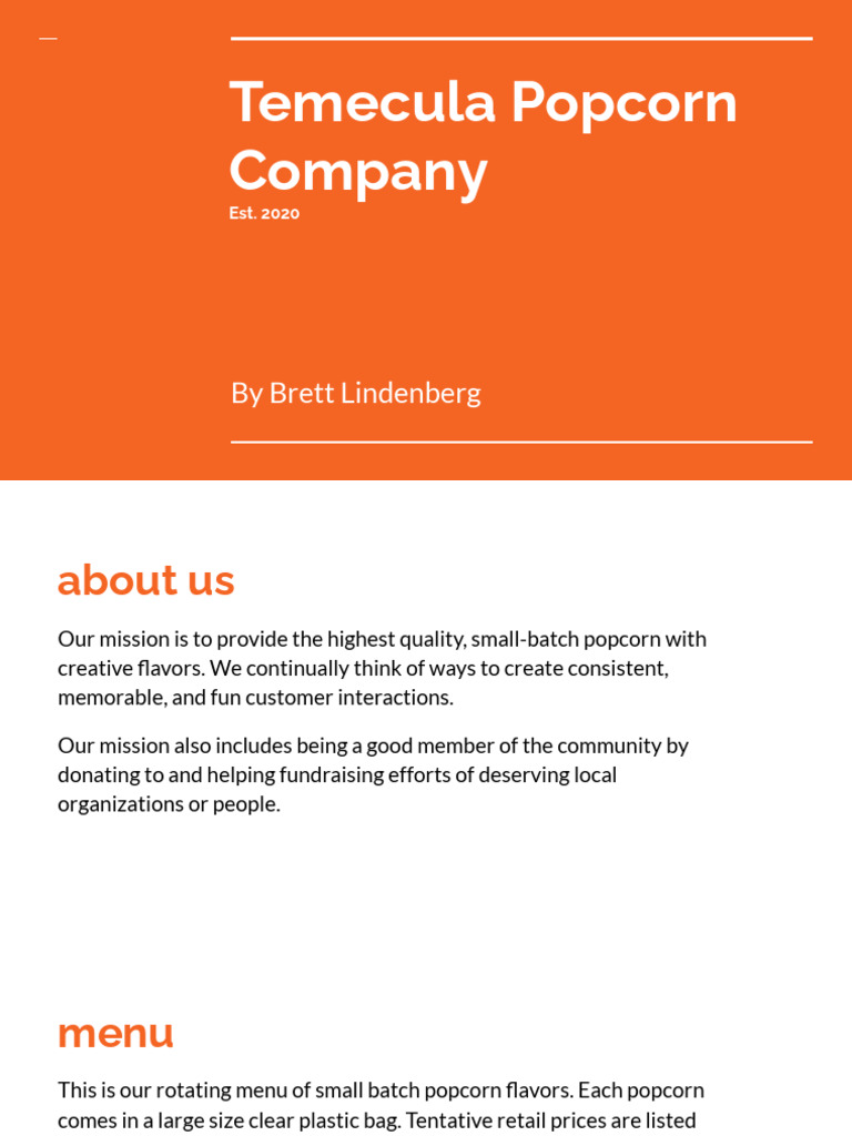 Pitch Deck Example Template | PDF | Popcorn | Foods