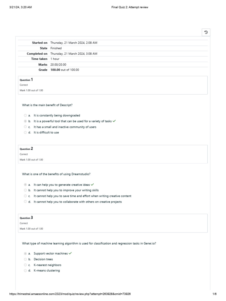 UGRD-AI6100-2323T - Final Quiz 2 - Attempt PERFECT | PDF | Artificial ...