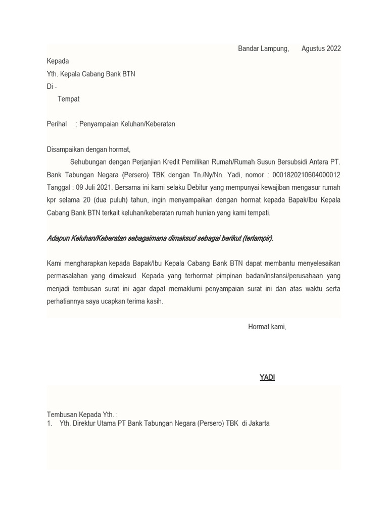 Surat Komplain 23 Agustus 2022 | PDF