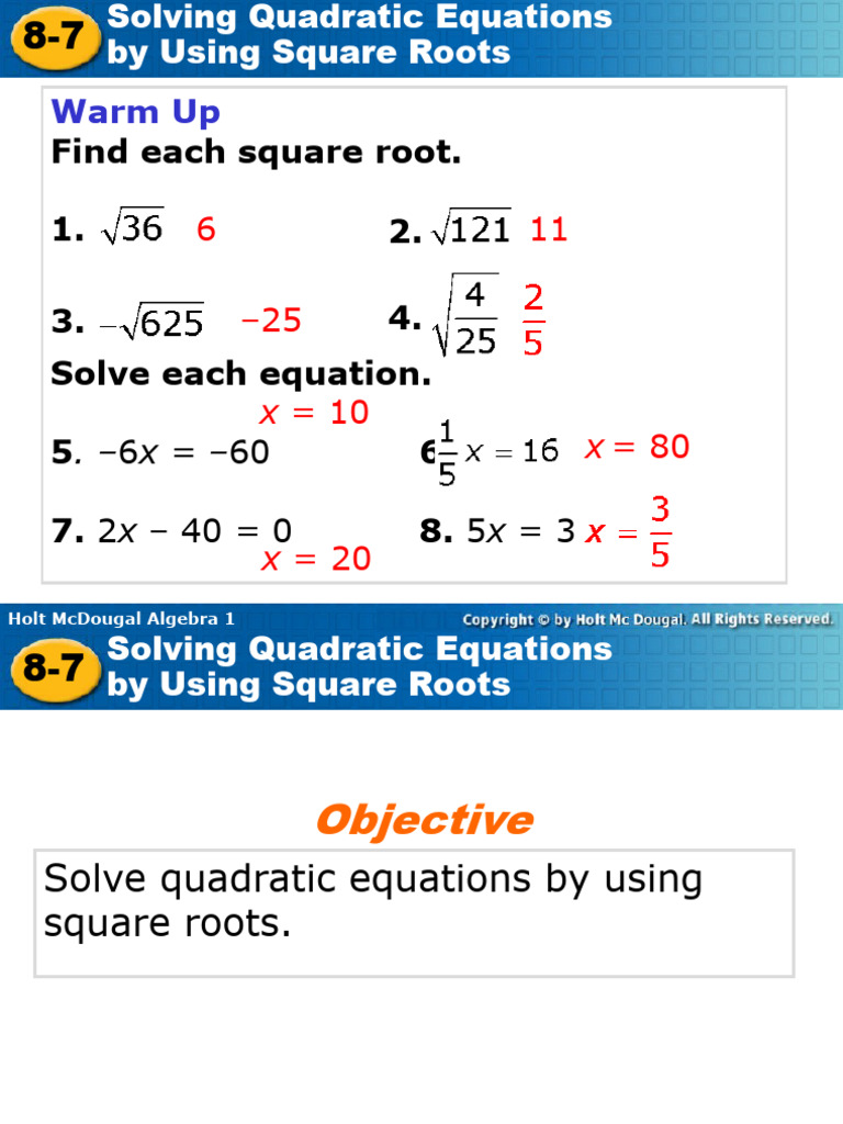 Solving Quadratic Equations with Roots | PDF | Algebra | Quadratic Equation