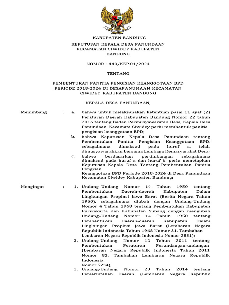 SK Panitia Pemilihan BPD Acc | PDF