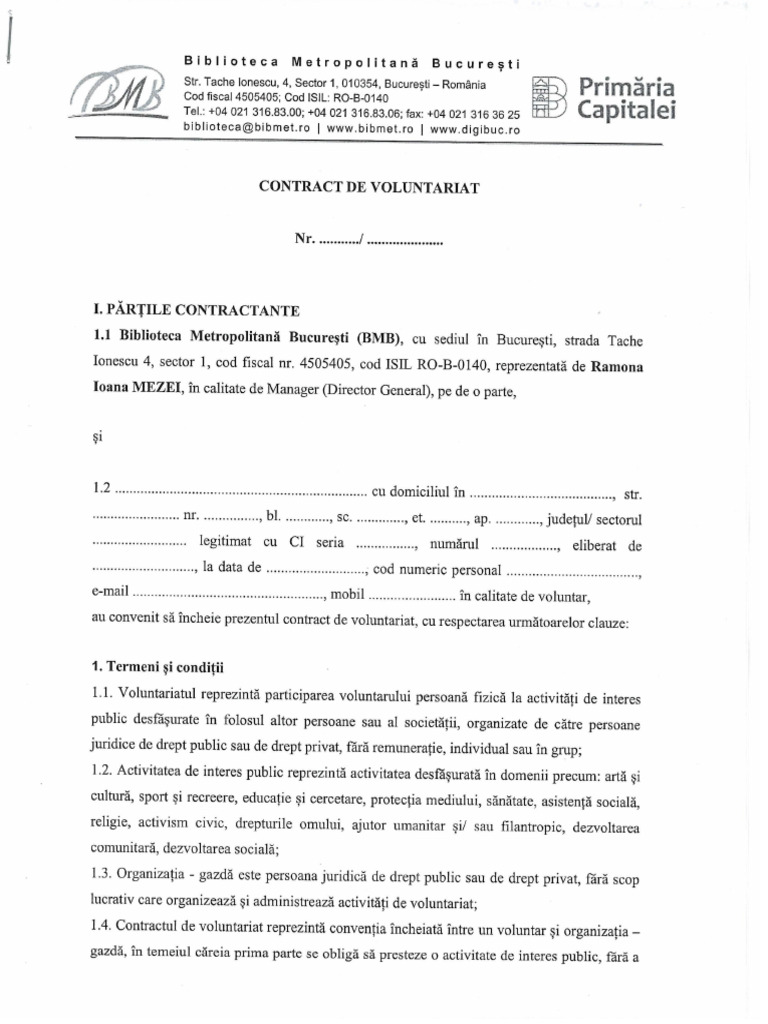 Contract Voluntariat | PDF