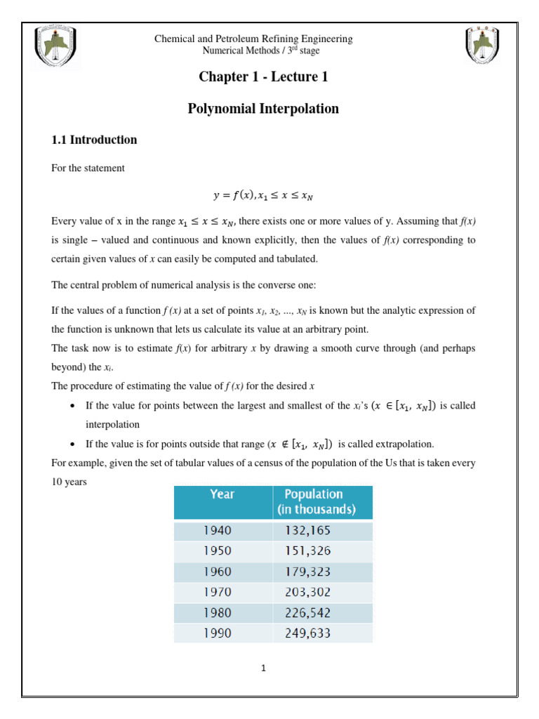 Numericalmethods Lecture 1 | PDF | Finite Difference | Interpolation