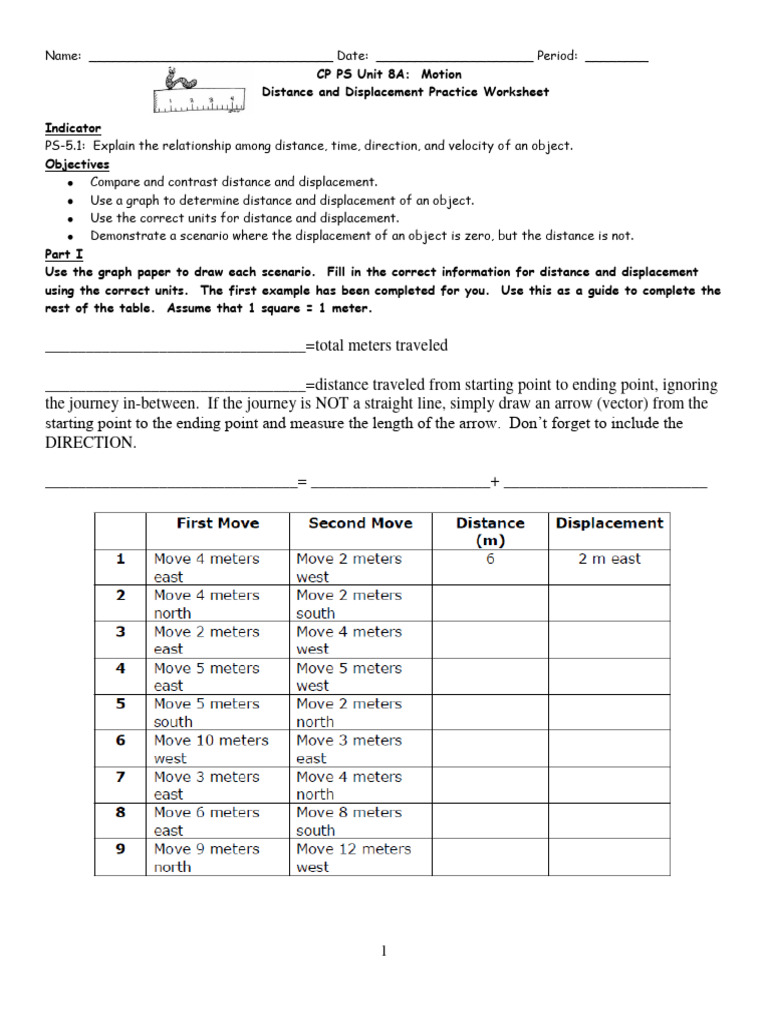 Distance-and-Displacement-Practice-Worksheet3 | PDF | Distance | Velocity