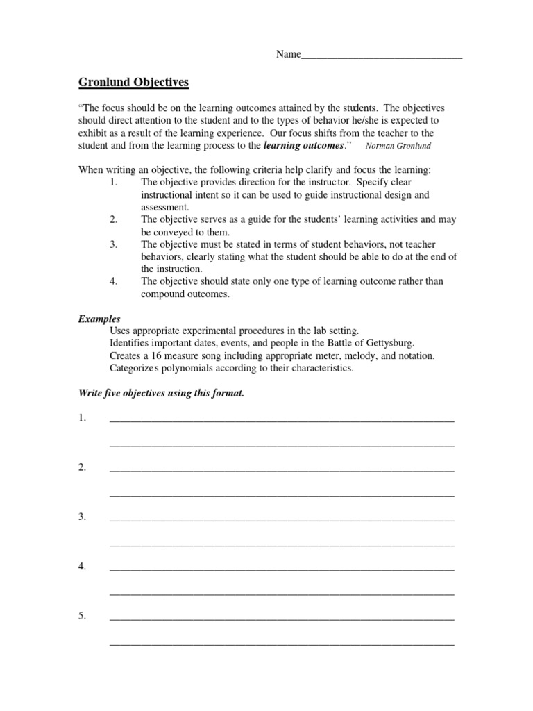 Gronlund and Mager Objectives | PDF | Learning | Instructional Design