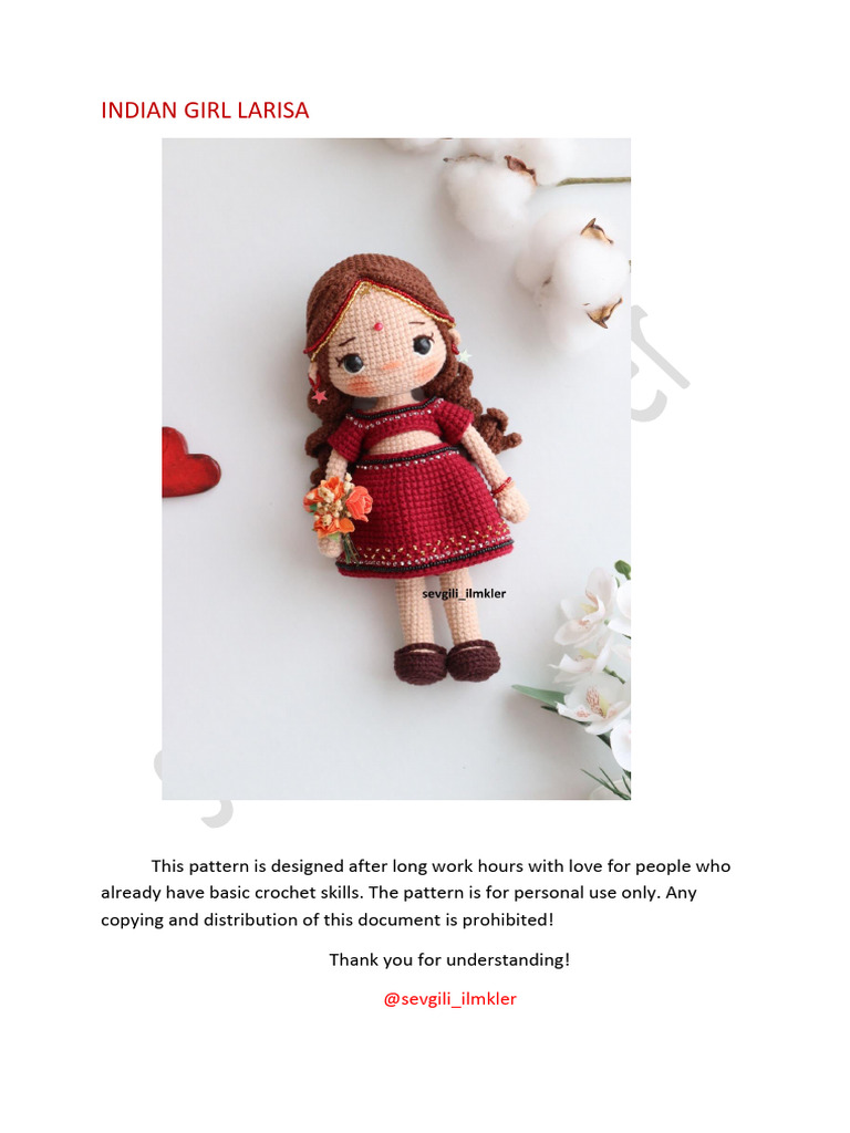 Crochet Pattern: Indian Girl Larisa | PDF | Crochet | Clothing