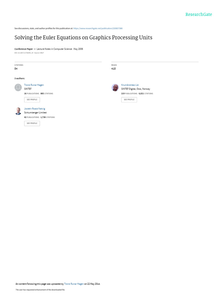 Solving The Euler Equations On Graphics Processing | PDF | Graphics Processing Unit | Shader