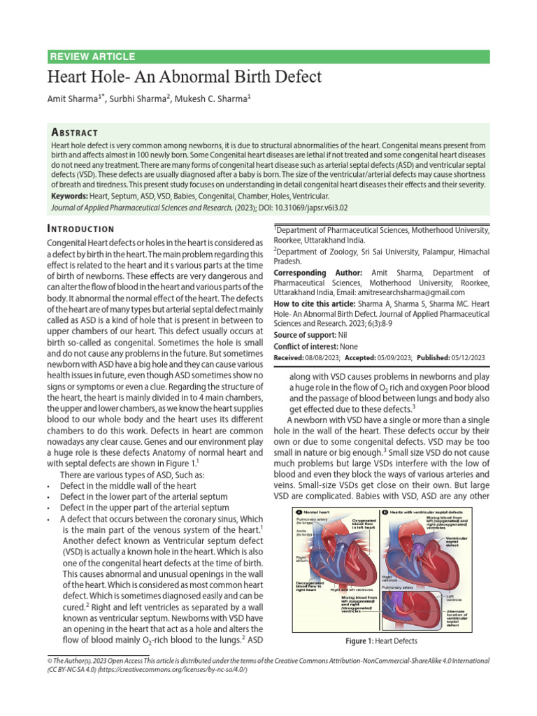 Heart Hole - An Abnormal Birth Defect | PDF | Congenital Heart Defect ...