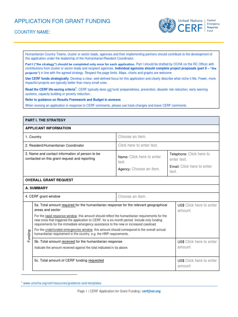 CERF Application Template | PDF | Humanitarian Aid | Needs Assessment