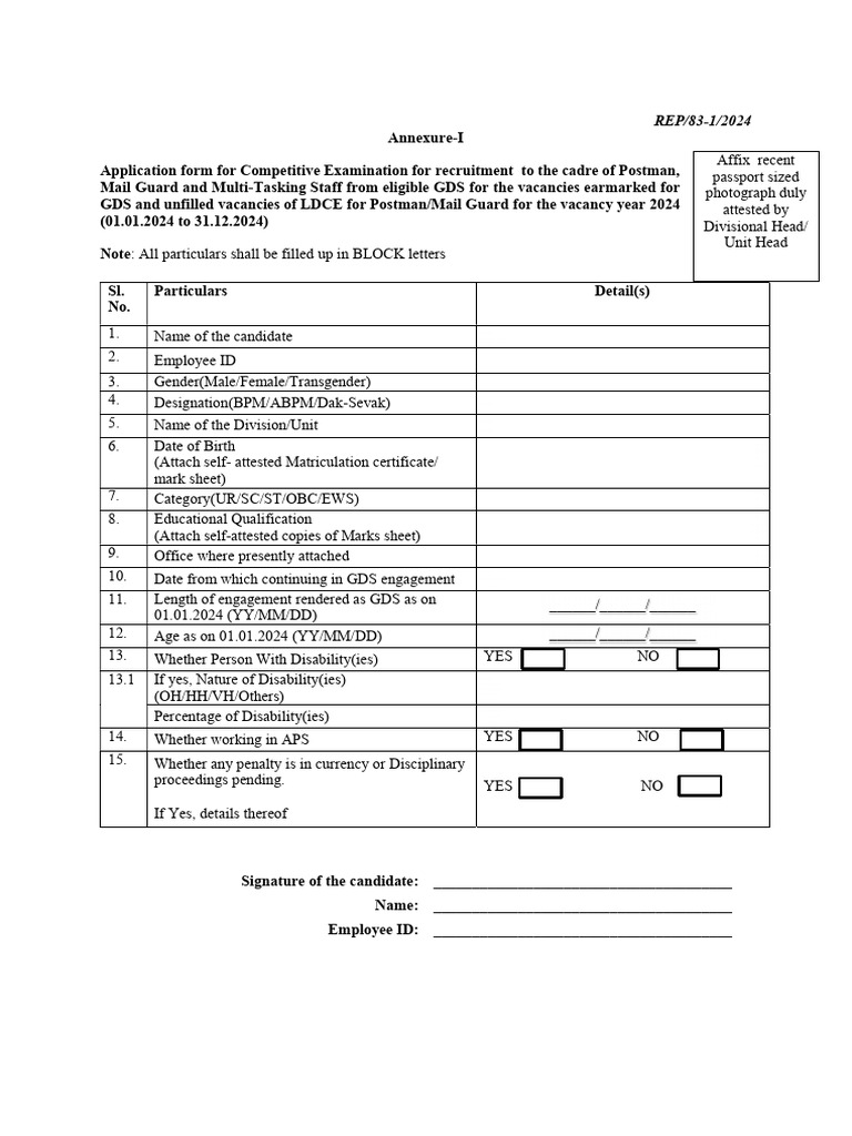 Ce Gds To Mts PM MG 2024 Appln | PDF
