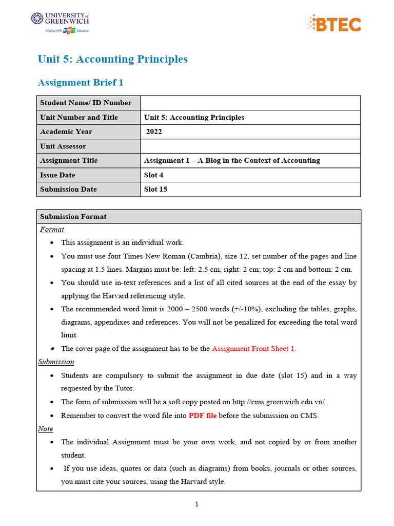 5038 Assignment 1 Brief Updated | PDF | Accounting | Generally Accepted ...