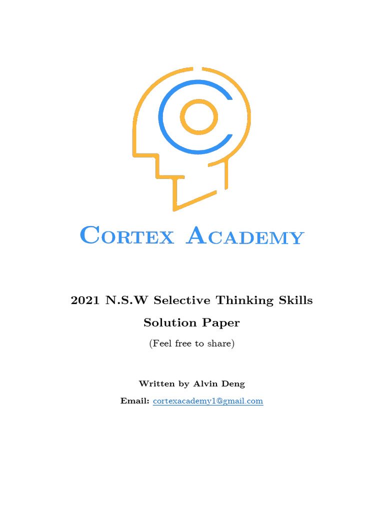 2021 Selective Thinking Skills Solutions | PDF