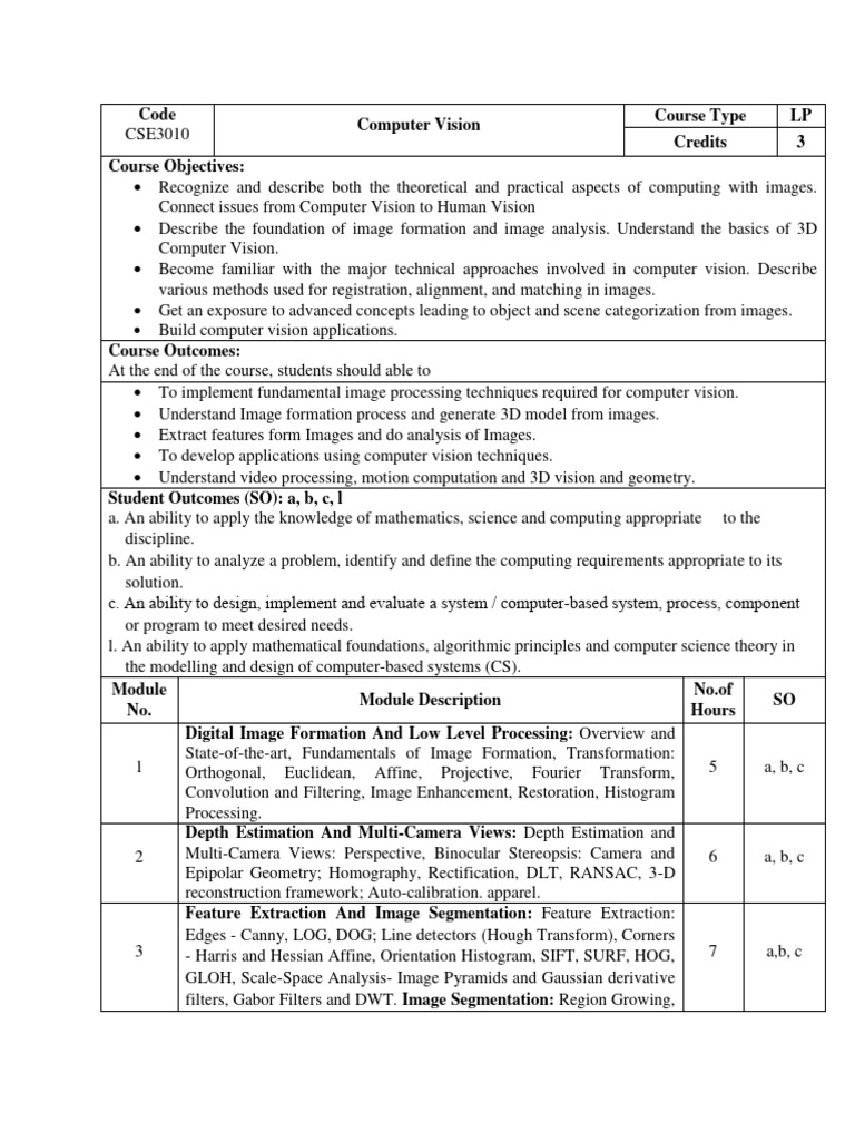 Cse3010 Computer-Vision LP 1.0 6 Cse3010 | PDF | Computer Vision | Image Segmentation