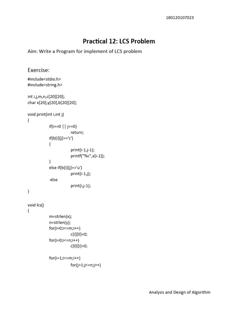 LCS Problem | PDF | Numerical Analysis | Computer Science