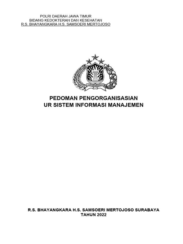 Pedoman Pengorganisasian Ur Sim Rs 2022 | PDF