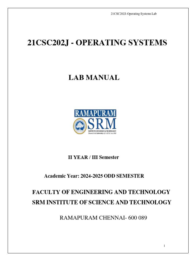 21CSC202J OS LAB Manual Updated | PDF | Scheduling (Computing) | Computer Engineering