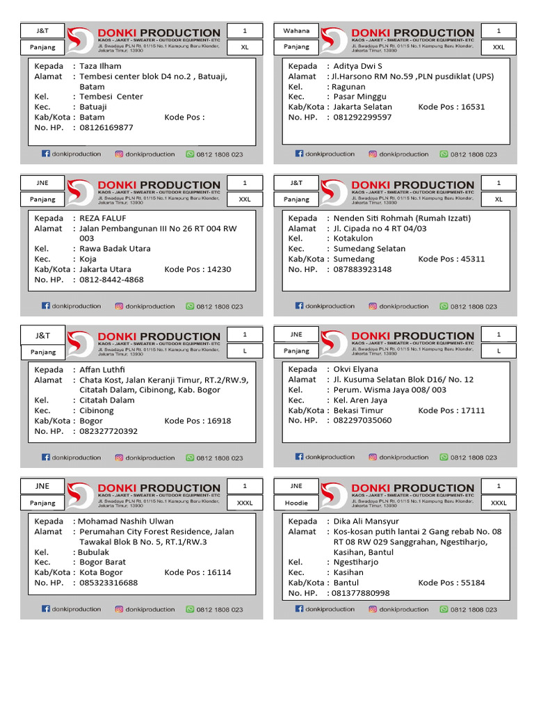 Daftar Pengiriman Paket | PDF