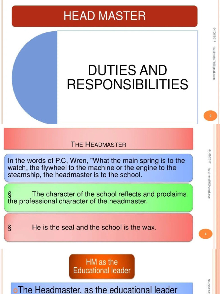 Role of Headmaster | PDF