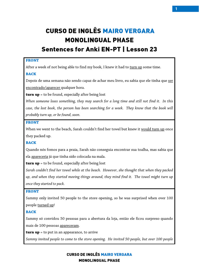 Anki Sentences for English Learning | PDF | Ball And Bat Games