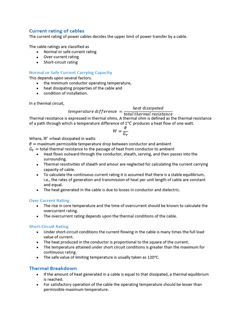 Current Rating of Cables | PDF | Electrical Resistivity And ...