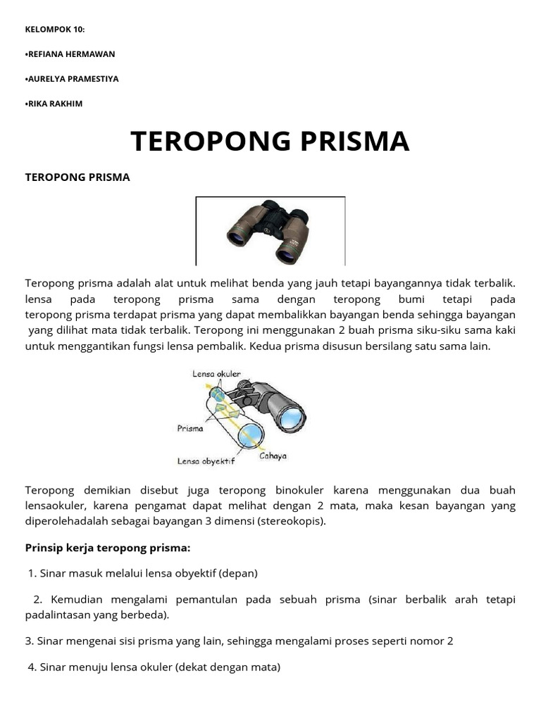 Teropong Prisma: Cara Kerja dan Keuntungannya | PDF | Sains & Matematika