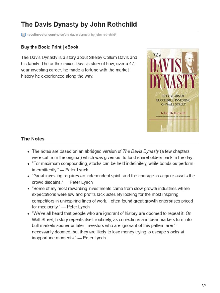 The Davis Dynasty by John Rothchild | PDF | Stocks | Investing