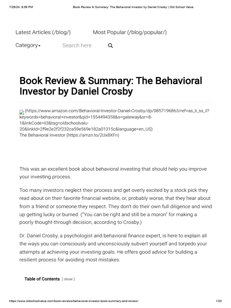 Book Review & Summary_ the Behavioral Investor by Daniel Crosby _ Old ...