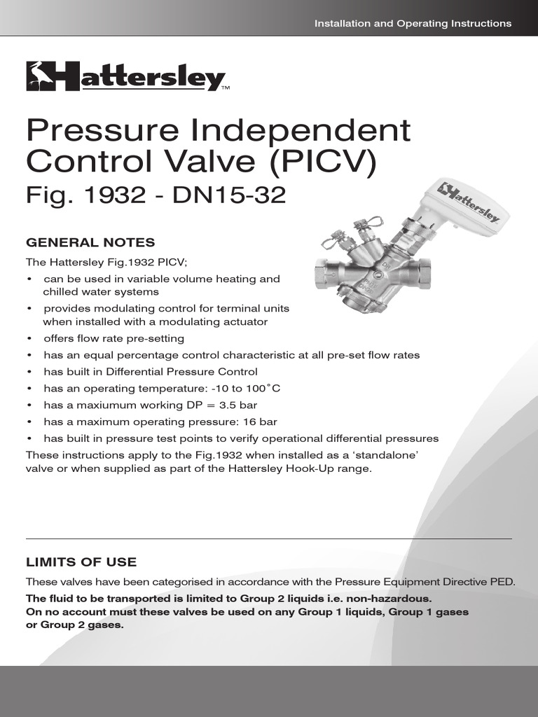 Fig1932 PICV IOM Hattersley | PDF | Valve | Pump