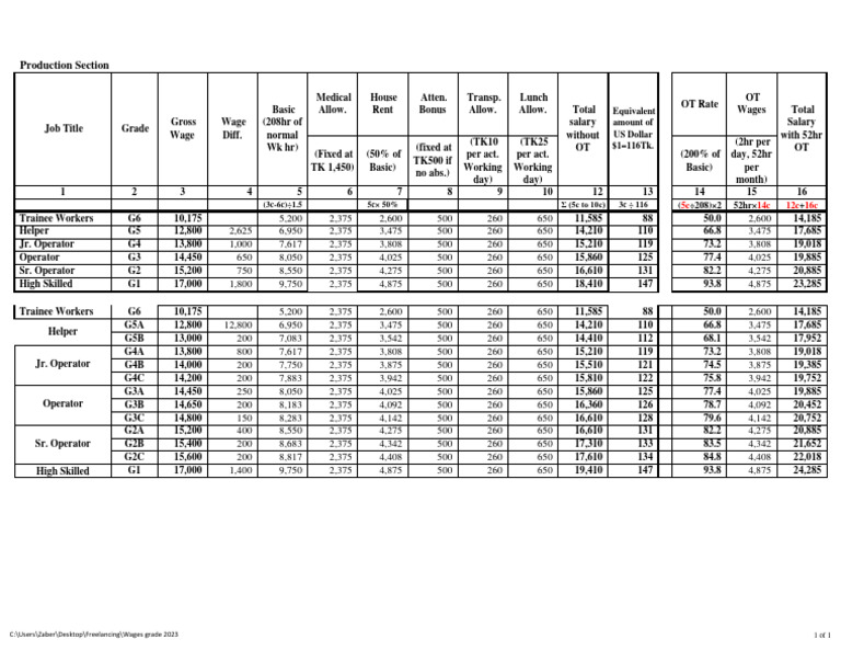 Wages grade 2023 | PDF | Factor Income Distribution | Workplace