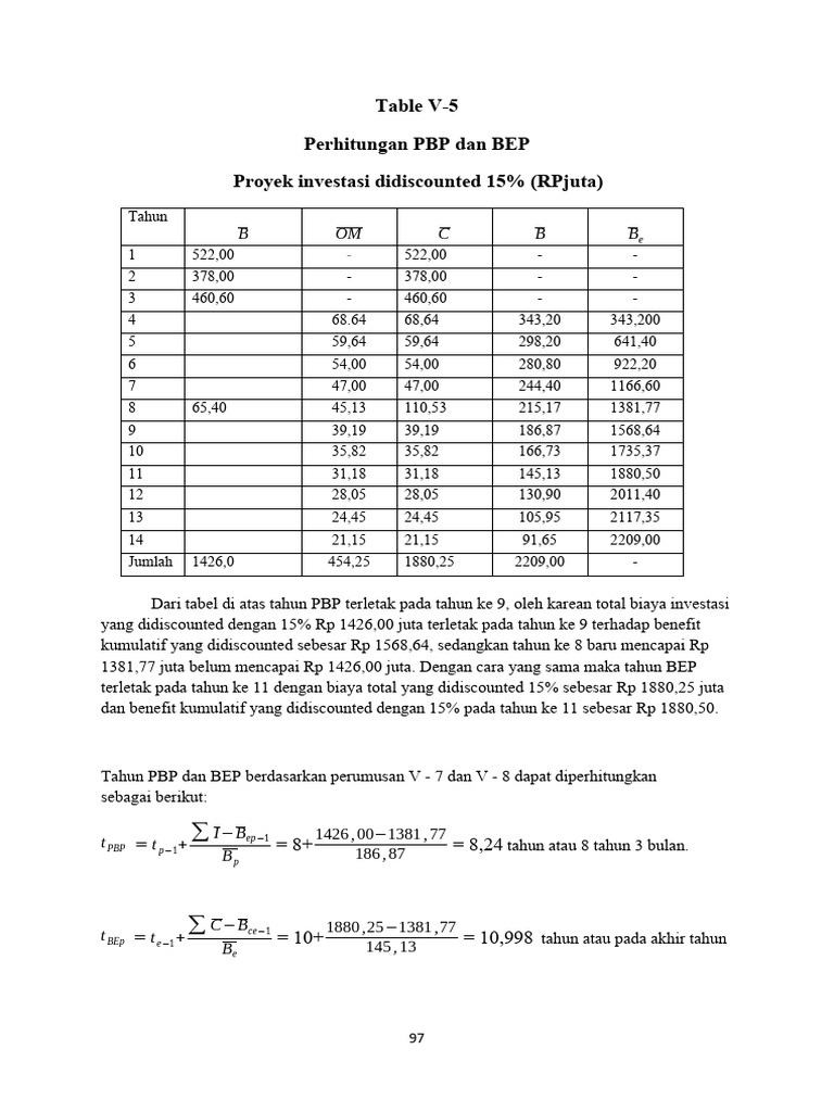 Analisis PBP & BEP Proyek Investasi | PDF | Teknologi & Rekayasa