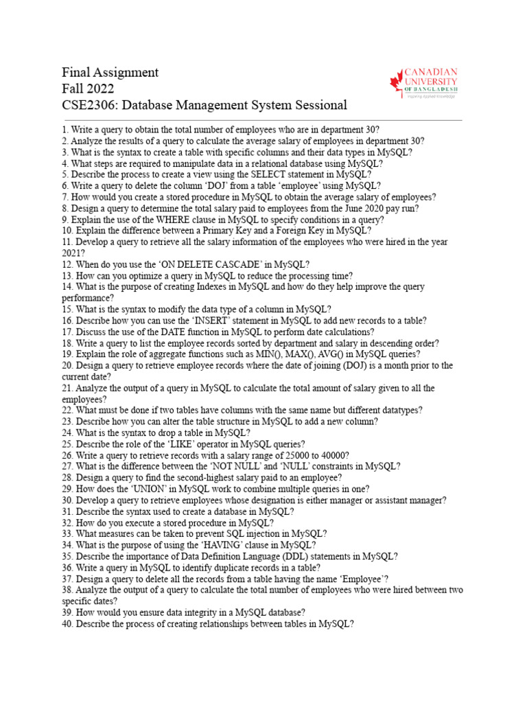 MySQL Database Queries Guide | PDF | Table (Database) | Information Science