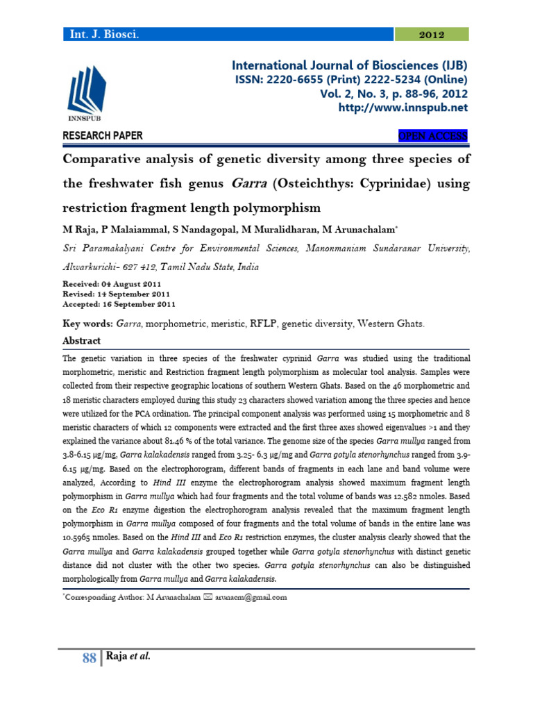 Comparative Analysis of Genetic Diversity Among Three Species of The ...