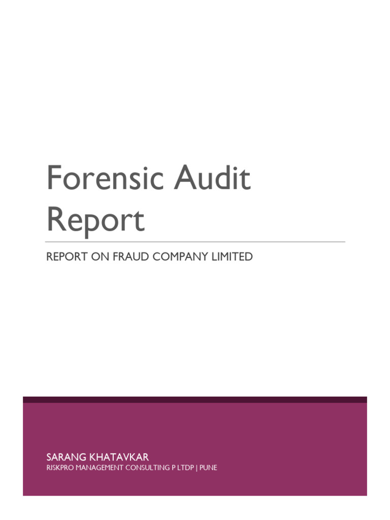 Sample Report On Forensic Audit | PDF | Audit | Deposit Account