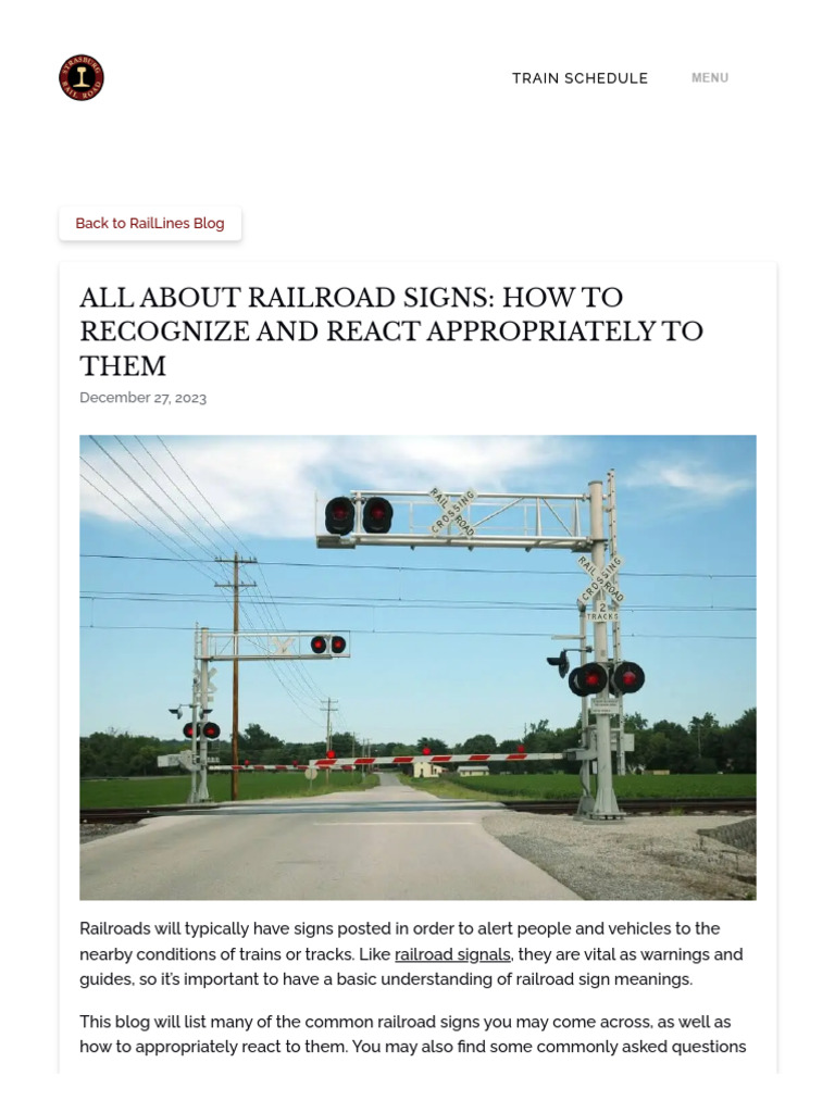 Railroad Crossing Sign - What Does It Mean | PDF | Train | Traffic Light
