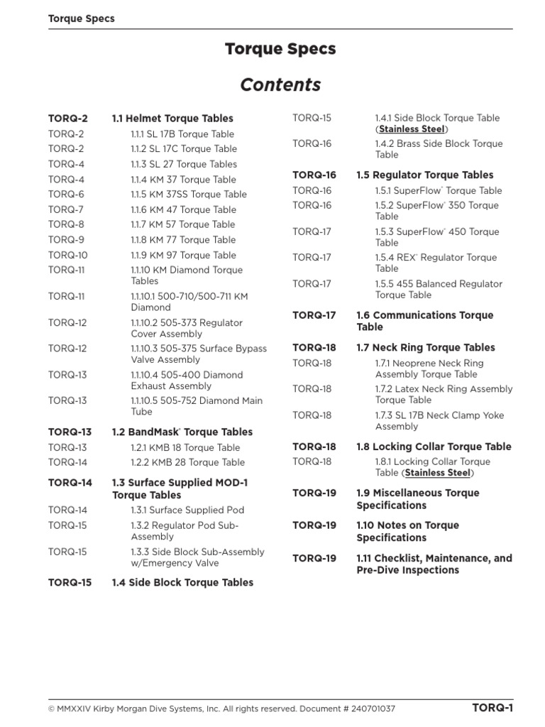 Torque Specs | PDF | Equipment