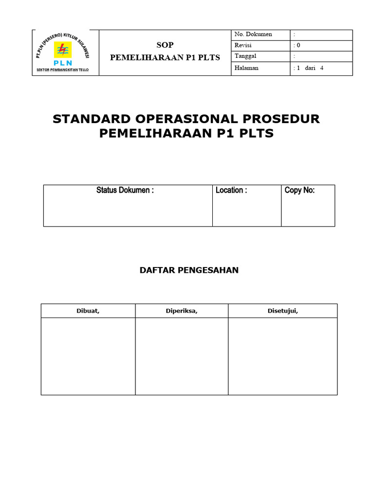 SOP Har P1 - PLTS | PDF
