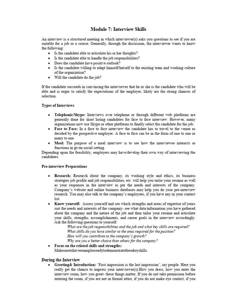 Interview skills-1 | PDF | Body Language | Interview Interview skills-1 | PDF | Body Language | Interview
