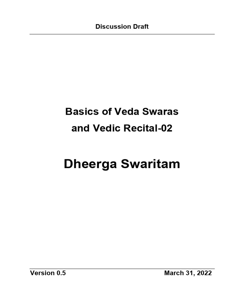 02basics of Veda-Dheerga Swaritam | PDF | Indian Religious Texts ...