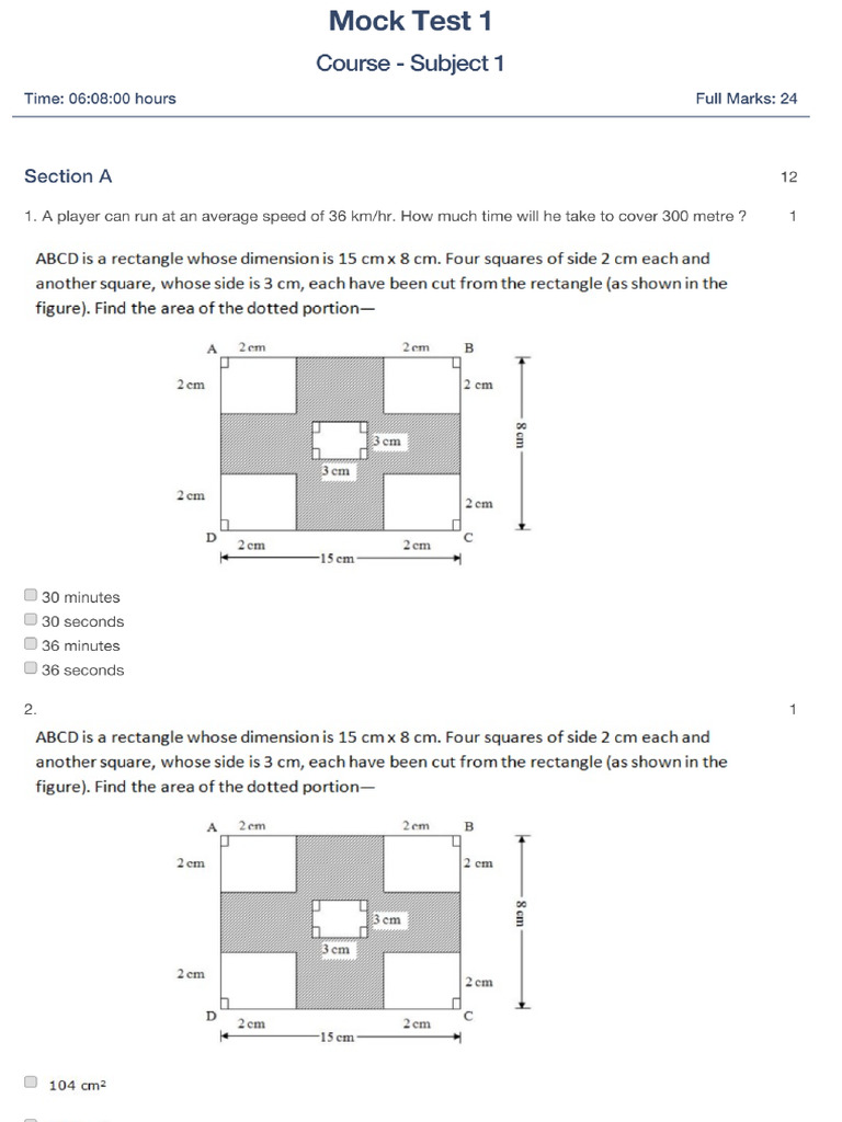 Subject 1 Mock Test 1 Question Paper | PDF