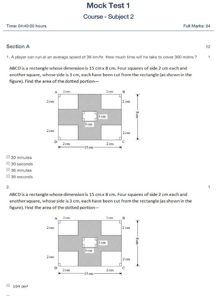 Subject 2 Mock Test 1 Question Paper | PDF