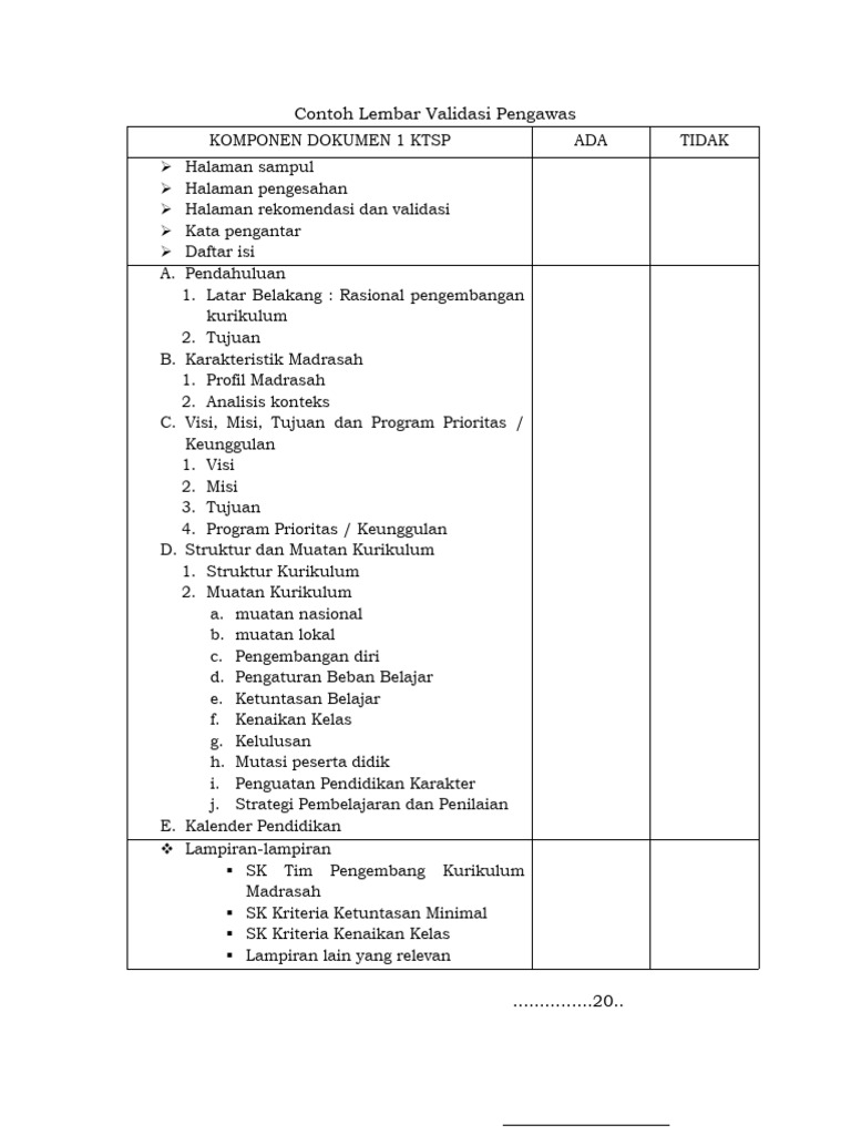 Contoh Lembar Validasi Pengawas | PDF | Seni | Pengembangan Diri