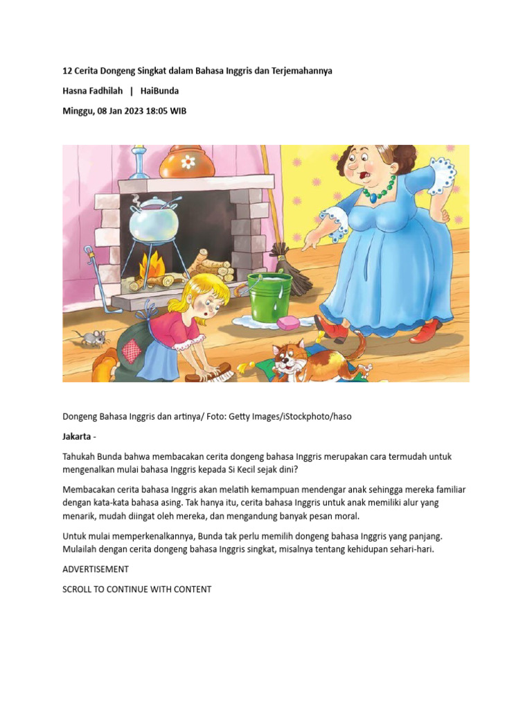 4 Cerita Dongeng Singkat Dalam Bahasa Inggris Dan Terjemahannya | PDF ...