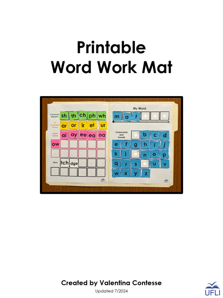 UFLI Printable Word Work Mat Updated July 2024 | PDF | Graphemes ...