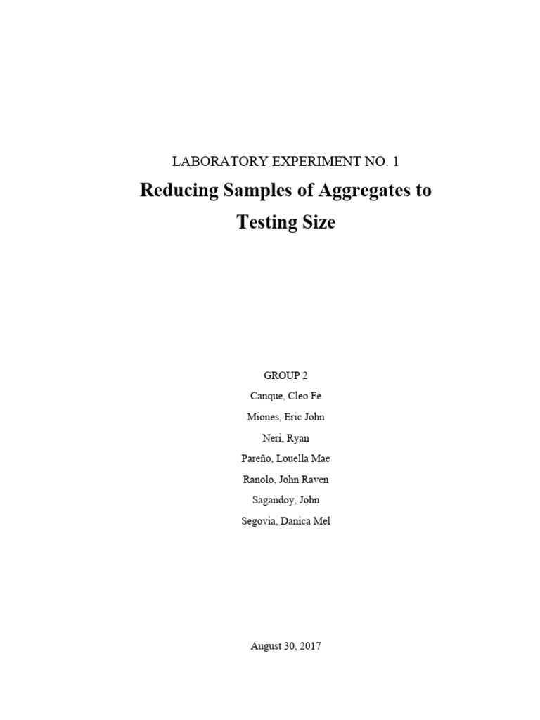 Reducing Sample of Aggregates To Testing Size | PDF | Experiment | Road ...