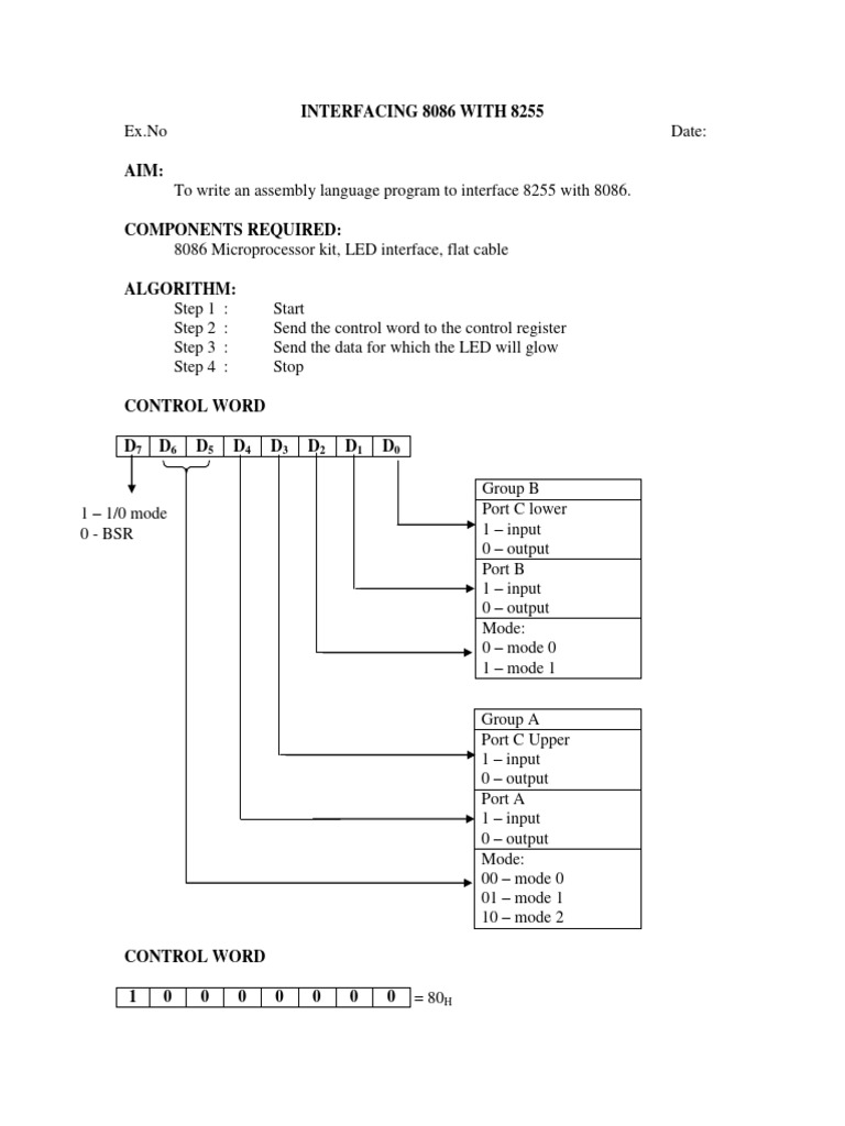 Interfacing 8086 With 8255 | PDF | Assembly Language | Computer Keyboard