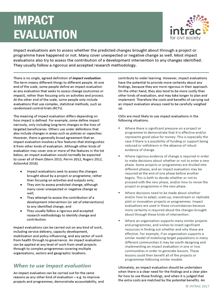 Impact Evaluation | PDF | Evaluation | Methodology